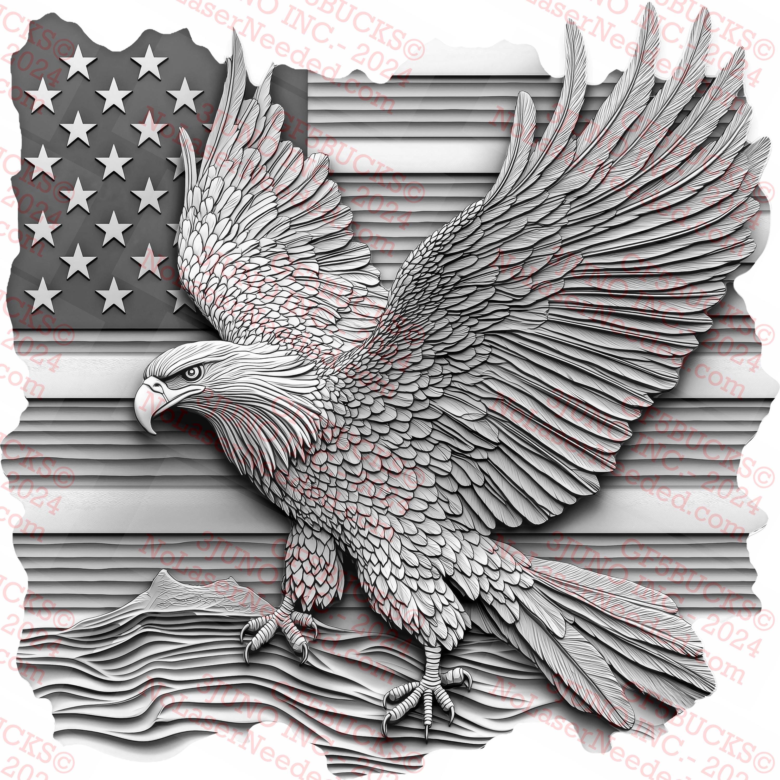 3D Illusion Eagle Flag Wall Art, Patriotic Sculpture, American Wildlife ...