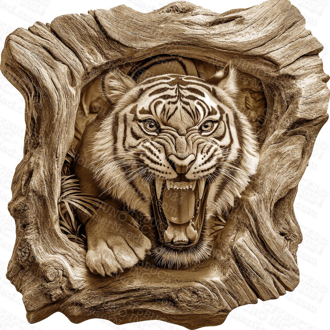 Tiger 3D Illusion Laser Engraving PNG Design | PNG | 14x14 - Etsy