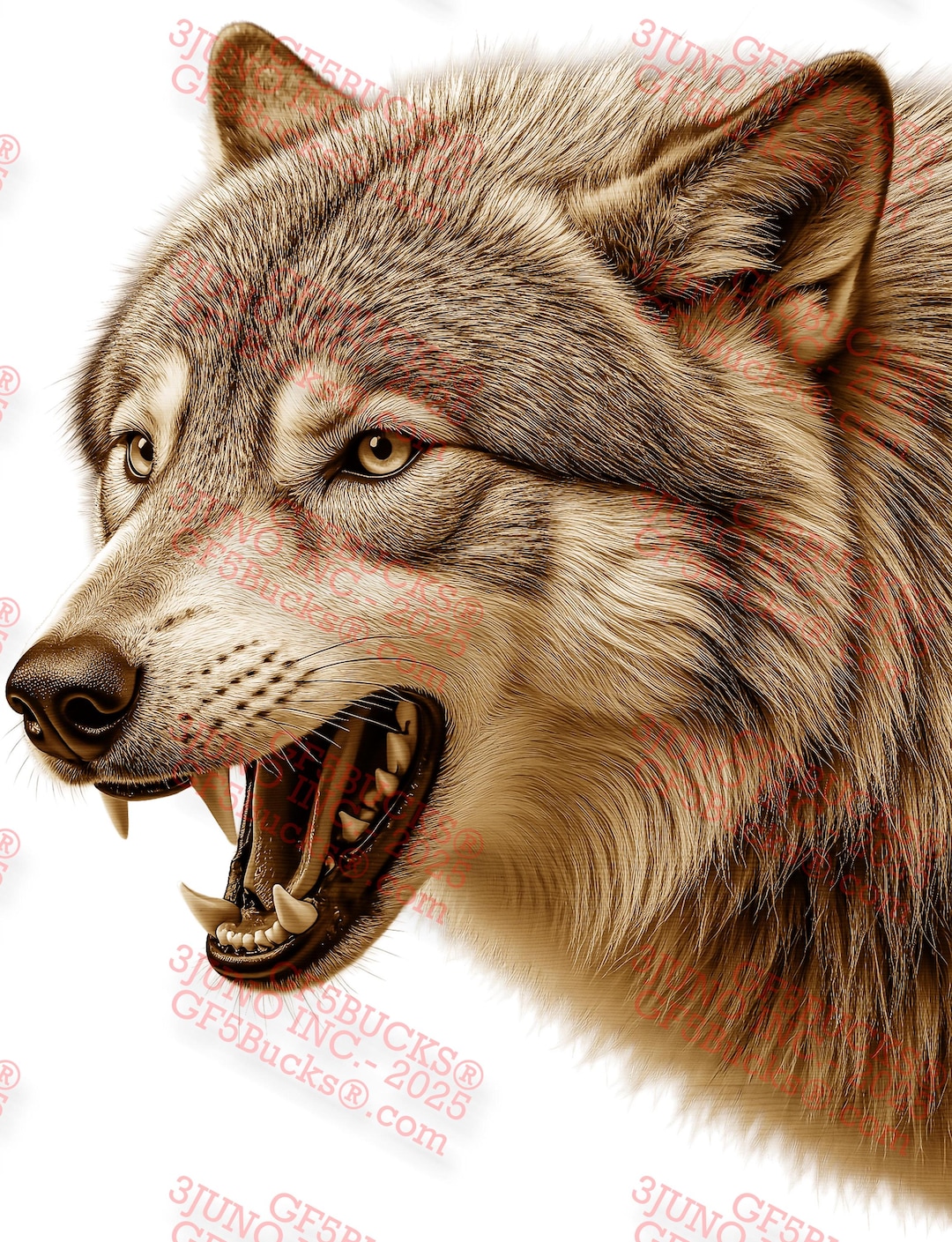 3D Illusion Snarling Wolf PNG – Predator Laser Engraving Design – 10 ...