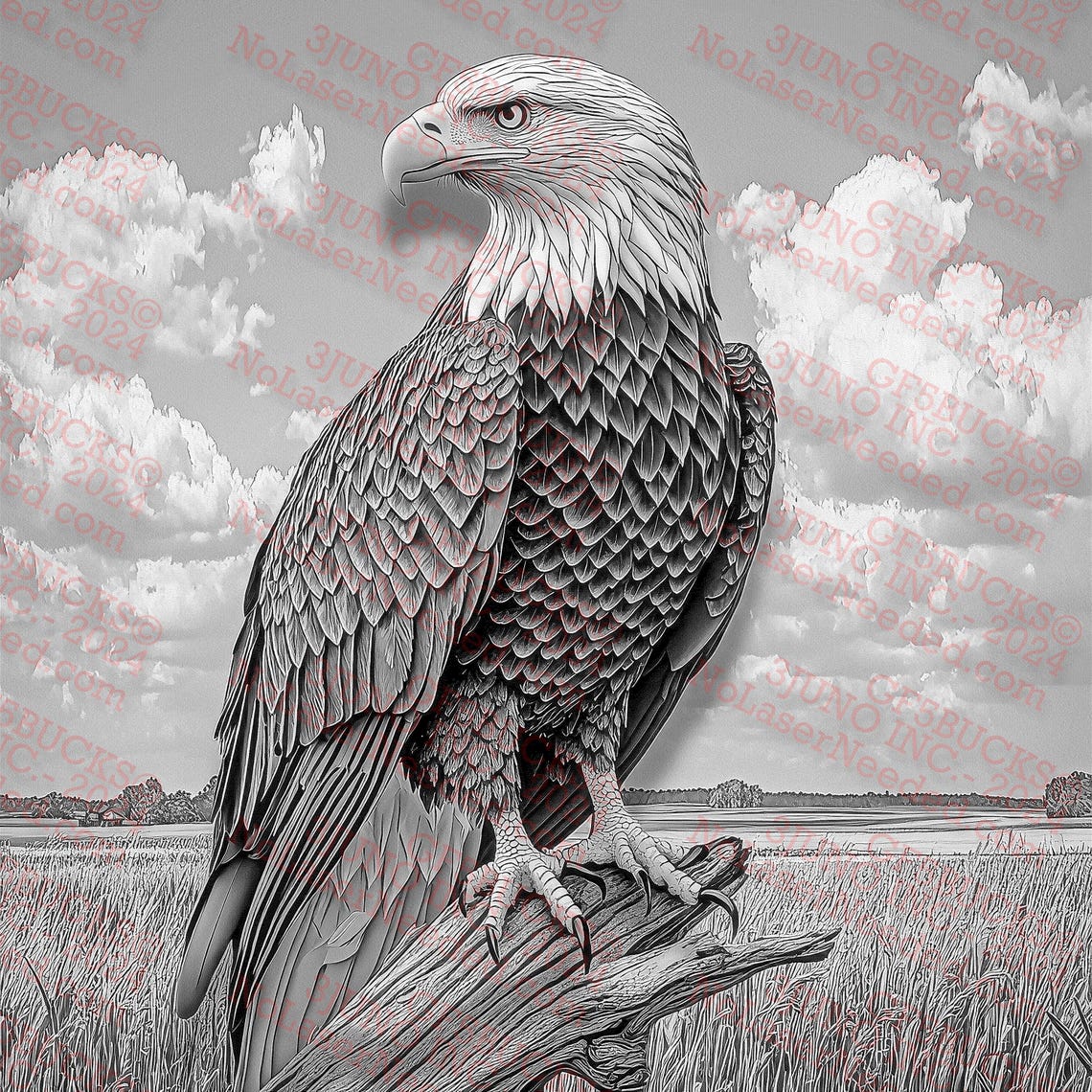 Eagle 3D Illusion Laser Engraving PNG Design - Laser Burn PNG | Laser ...