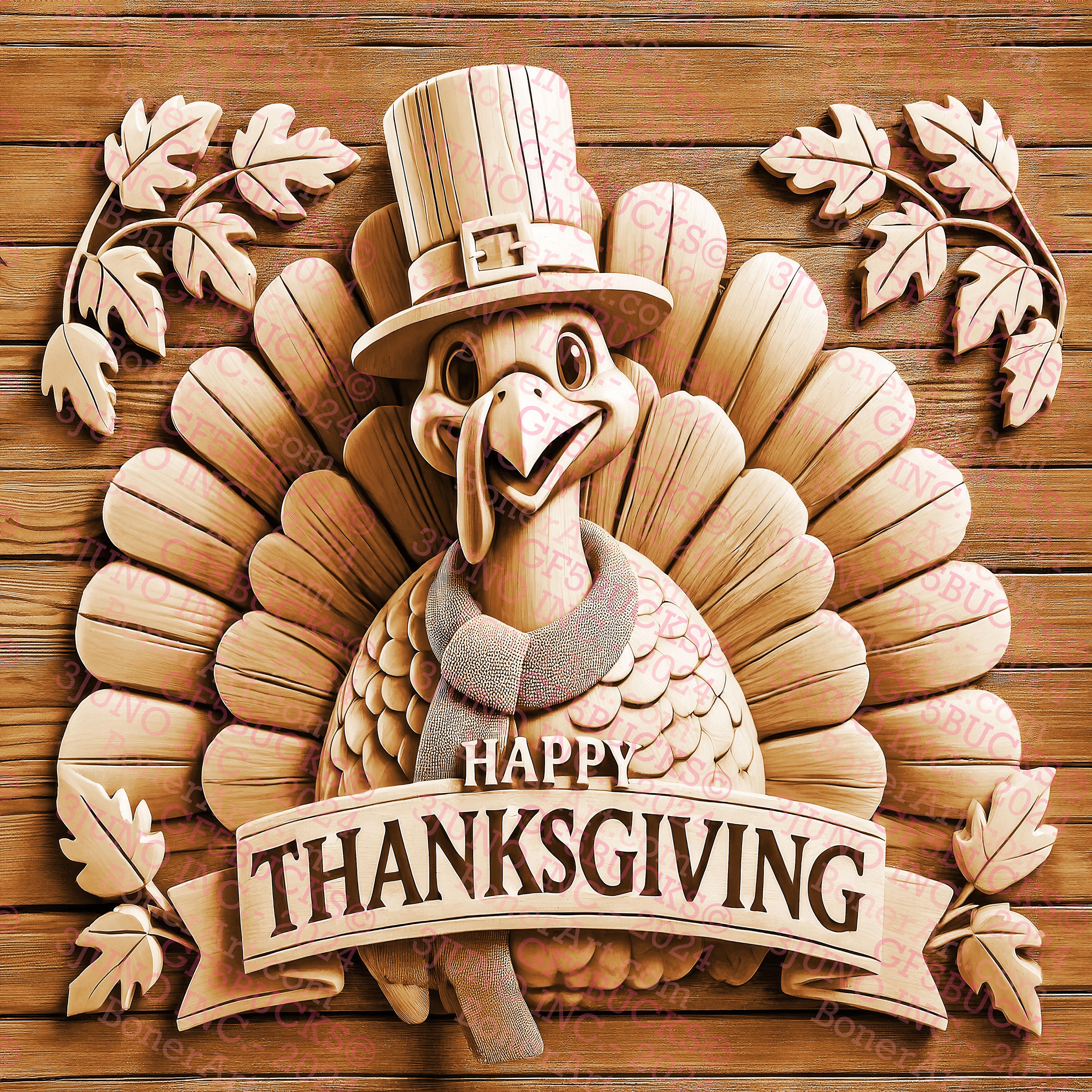 Thanksgiving Turkey, Happy Thanksgiving | Laser Burn PNG | 3D Illusion ...