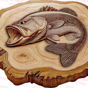 Bass Fishing - Laser Burn PNG | 3D Illusion | Engrave | Laser Ready ...