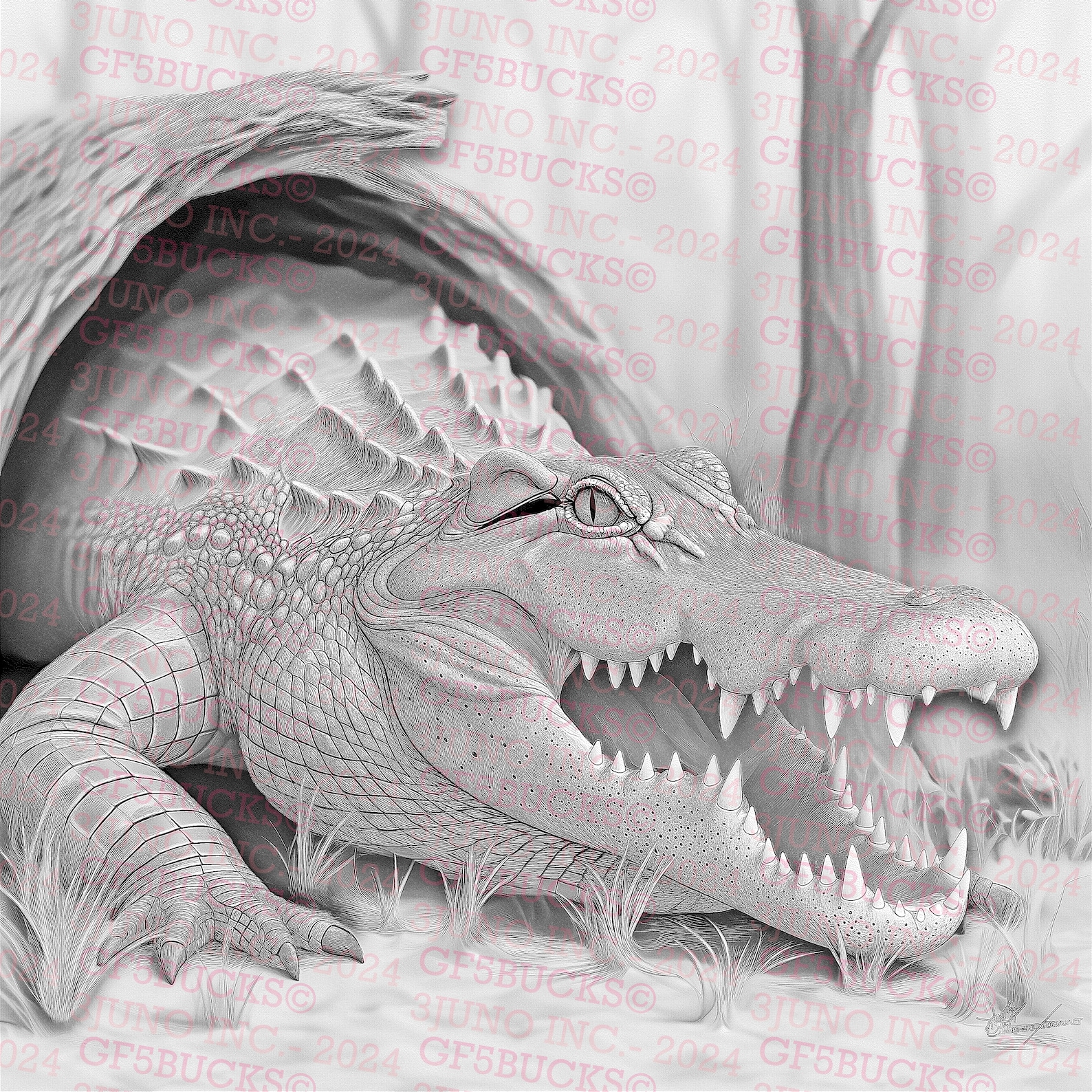 Gator, Alligator - Laser Burn PNG | 3D Illusion | Engrave | Laser Ready ...