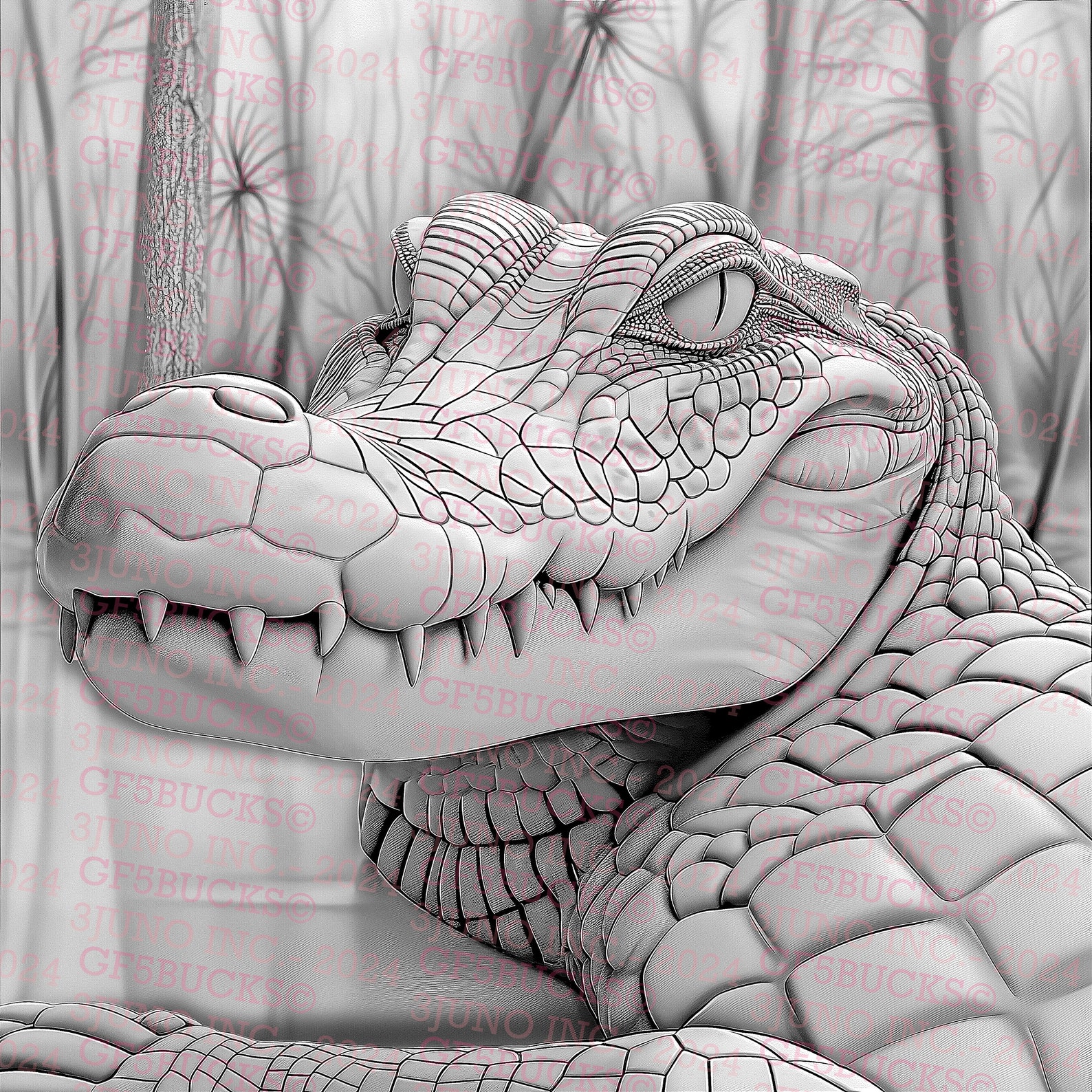 Gator, Alligator - Laser Burn PNG | 3D Illusion | Engrave | Laser Ready ...