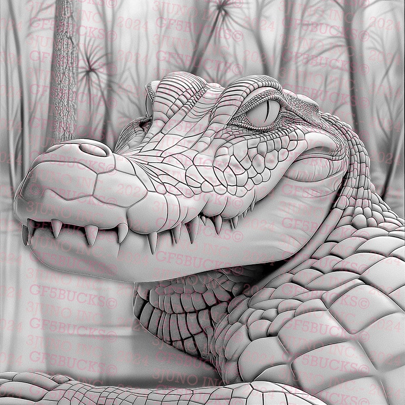 Gator, Alligator - Laser Burn PNG | 3D Illusion | Engrave | Laser Ready ...