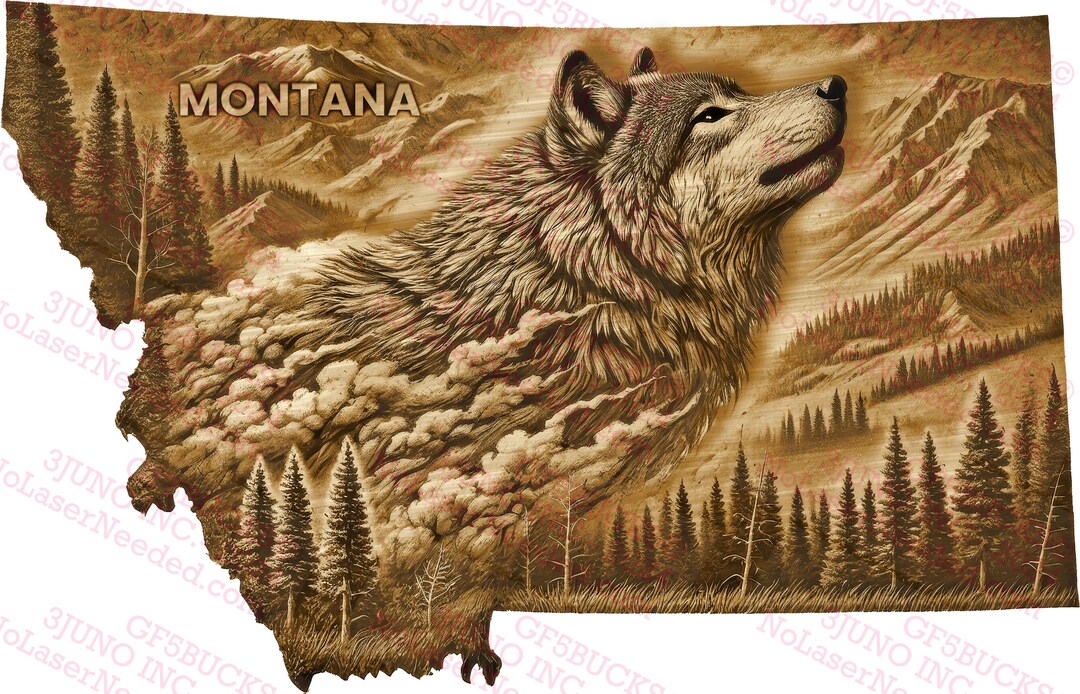 Montana Wolf Scene 3D Illusion Art | Wolf in Forest Landscape ...