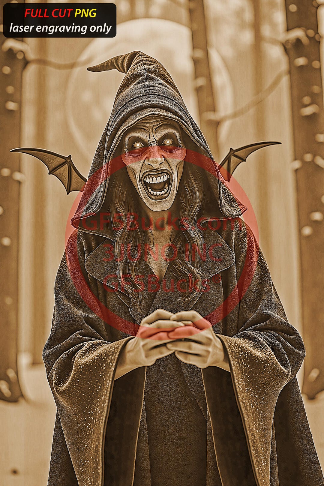 3D Illusion Vampire Ghoul Art for Laser Engraving | PNG Digital File ...
