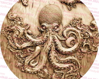 Digital Design File Octopus Glowforge Laser Ready Engrave SVG 10 X 7 ...