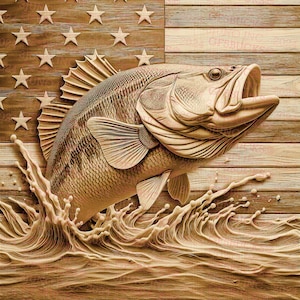 American Bass Fishing - Laser Burn PNG | 3D Illusion | Engrave | Laser ...