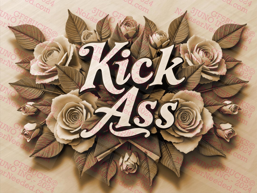 Kick Ass 3D Illusion Floral Digital File Laser Engraving, Bold Flower ...