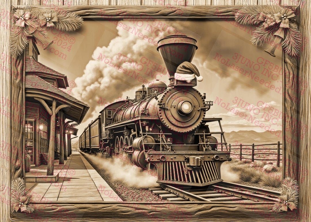Christmas Train 3D Illusion | Santa Steam Engine Digital File PNG ...