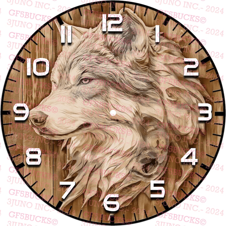Wolf Clock 3D Illusion Digital Design File - Laser Ready (instant ...