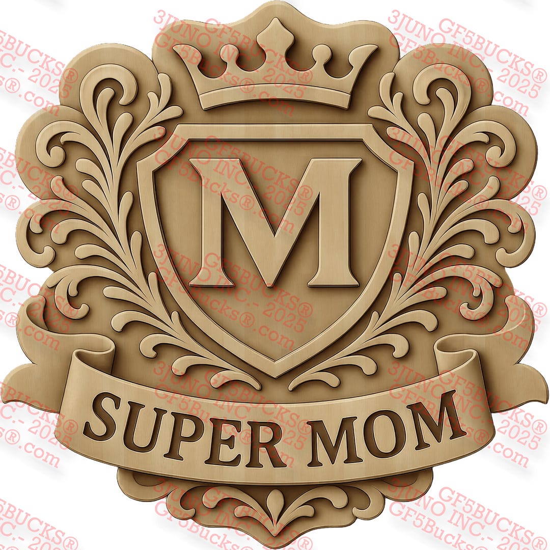 3D Illusion Super Mom Crest PNG – Elegant Mother’s Day Laser Engraving ...