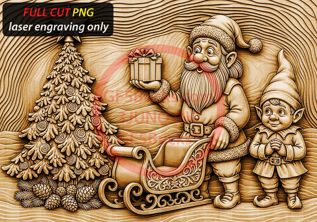3D Illusion Santa Claus Art for Laser Engraving | PNG Digital File | 14 ...