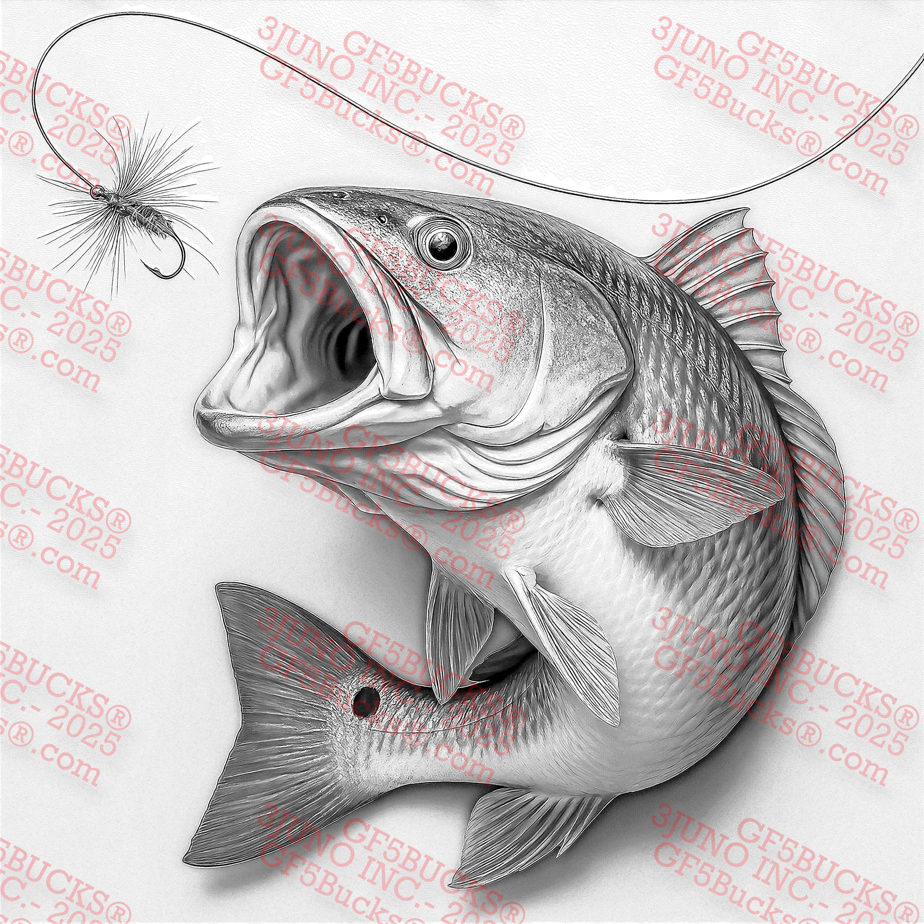 3D Illusion Redfish PNG – Fly Fishing Wall Art – Laser Engraving Design ...