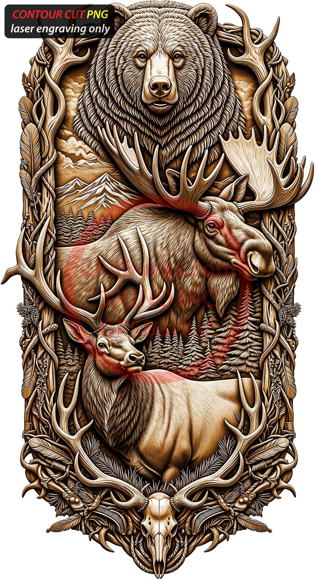3D Illusion Forest Wildlife Art for Laser Engraving | PNG Digital File ...