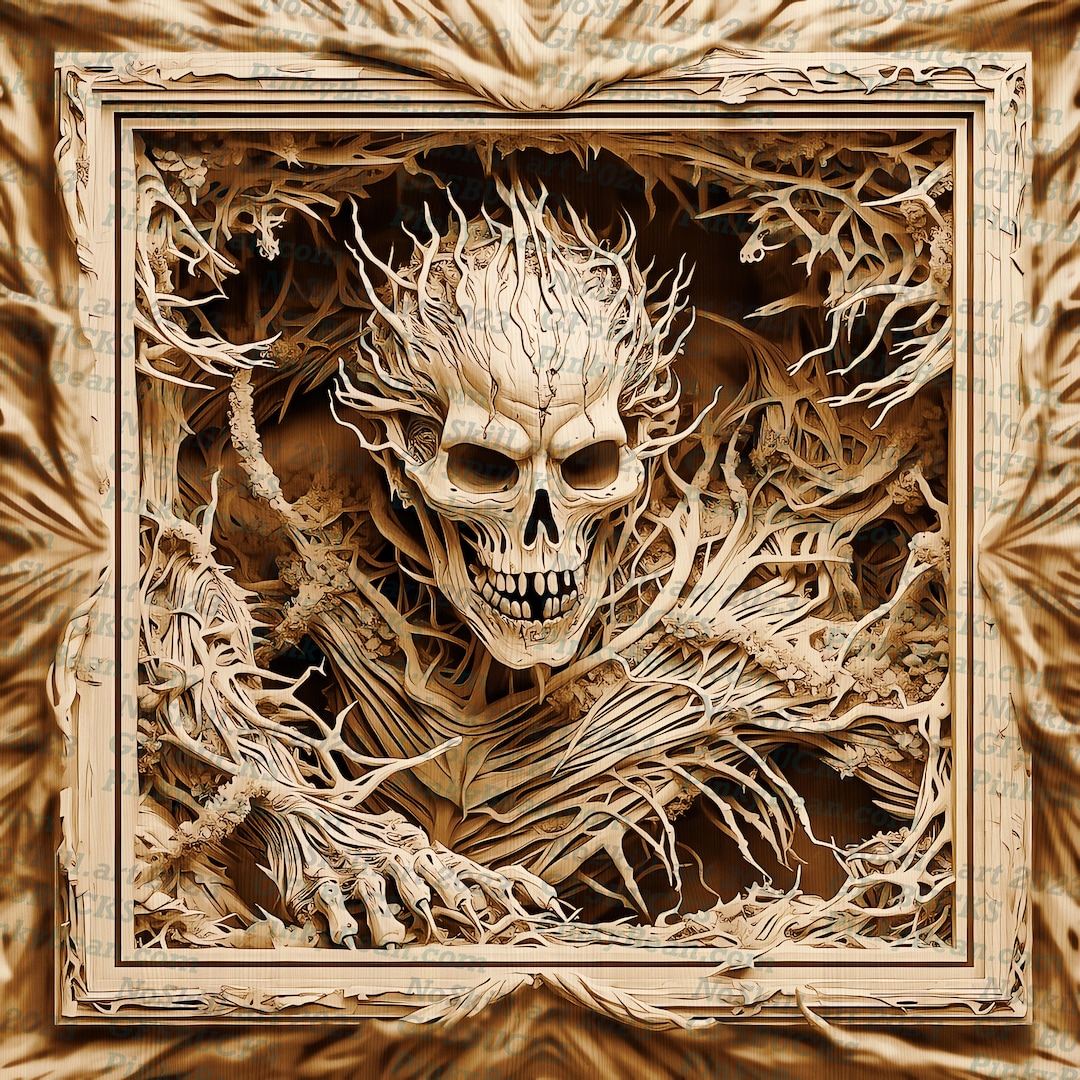 Rustic Skeleton in Steampunk Style - 3D Illusion PNG for Laser ...