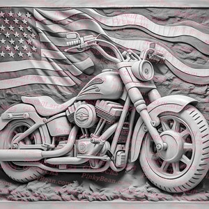 Patriotic Motorcycle Retro 3D Illusion Digital Design File - Laser ...