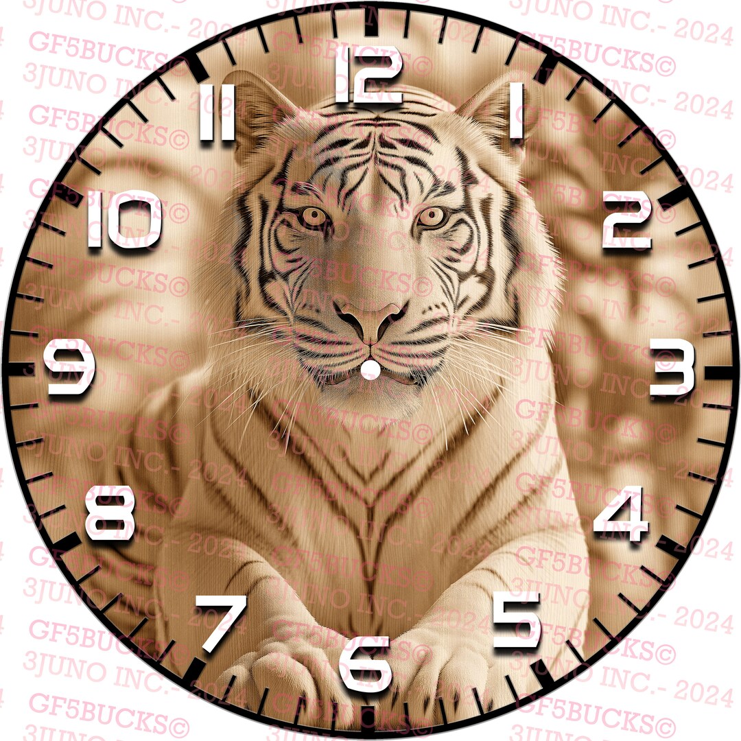 3D Illusion Tiger Clock Laser PNG Digital File - Engraving Ready - Instant Download - Etsy