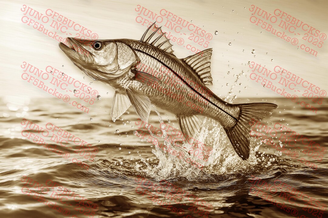 3D Illusion Snook PNG - 14x9.33 Laser Engraving Design With Jumping ...