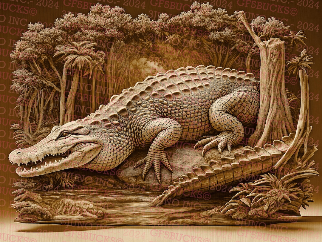 Gator, Alligator - Laser Burn PNG | 3D Illusion | Engrave | Laser Ready ...