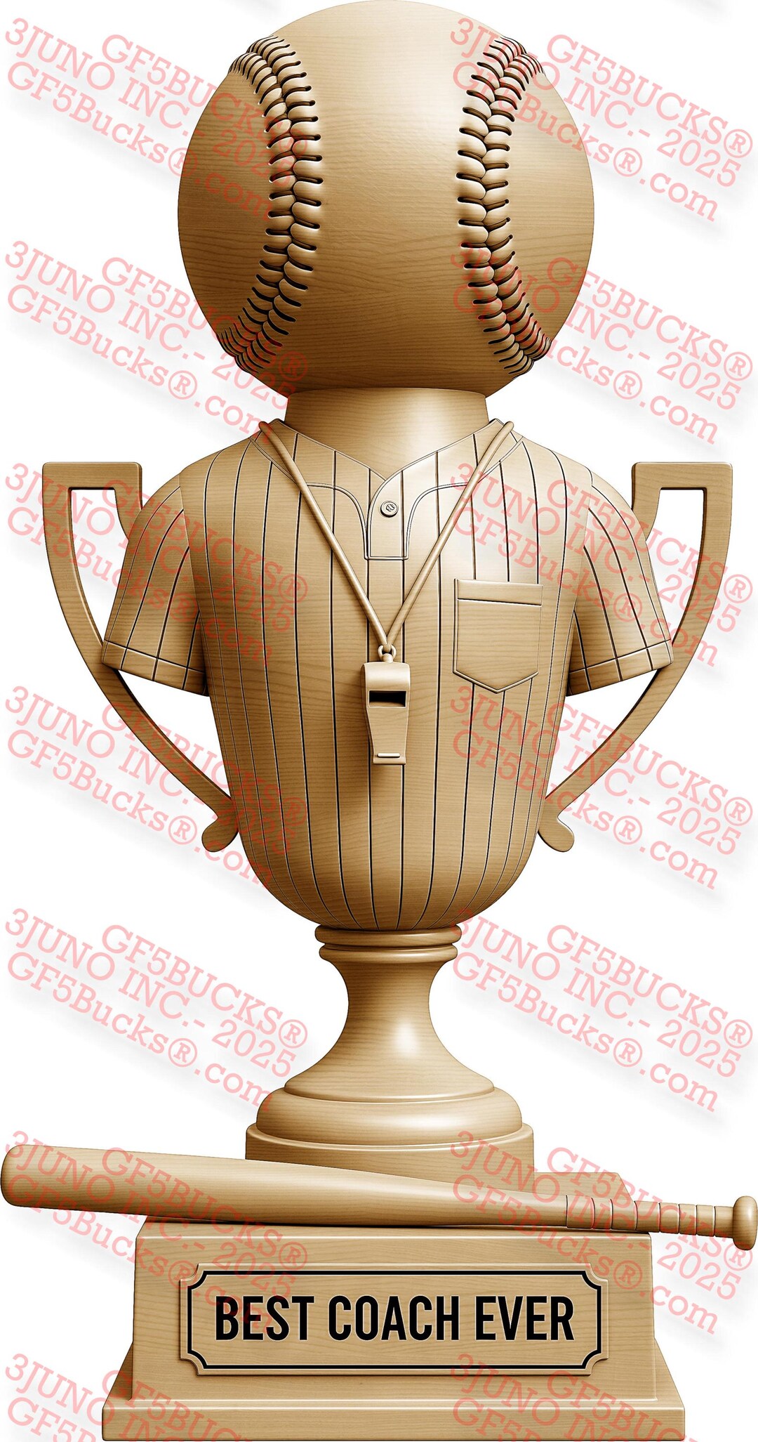 3D Illusion Baseball Coach PNG – Uniform Trophy Design – Laser ...