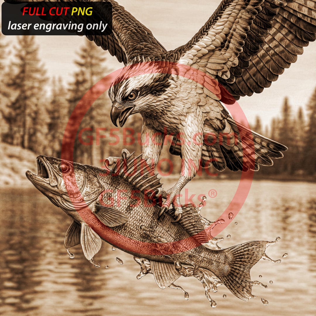3D Illusion Laser-ready PNG | Osprey Walleye | Ultra-realistic ...