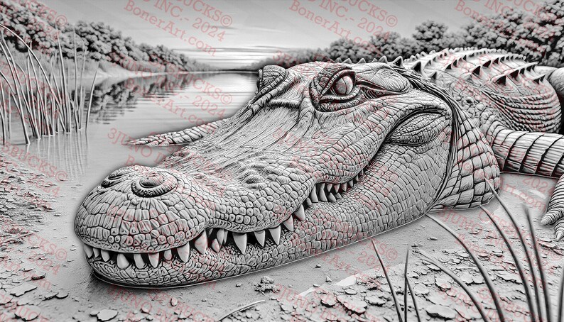Gator, Alligator 3D Illusion Art - Wildlife, Swamp Deco | Laser Burn ...