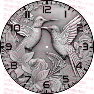 3D Illusion Hummingbirds Clock | Laser PNG Digital File | Instant ...