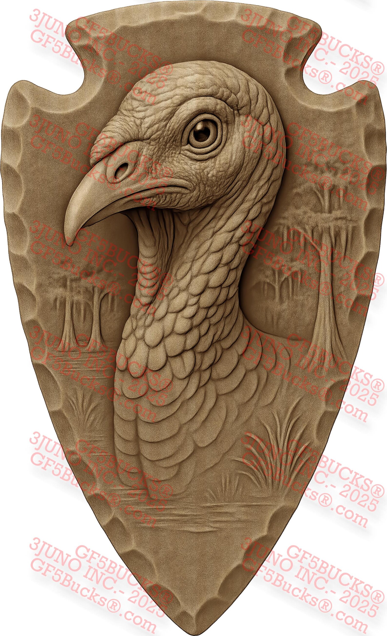 3D Illusion Turkey PNG – Swamp Arrowhead Design – Laser Engraving ...