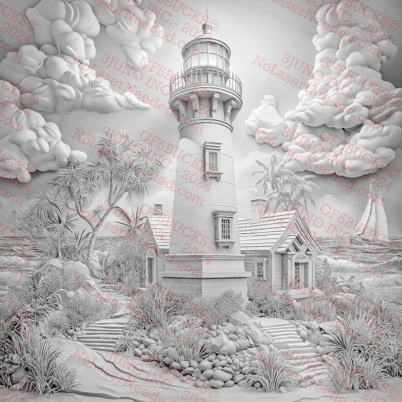 3D Illusion Lighthouse Art, Coastal Wall Decor, Nautical Beach Scene ...