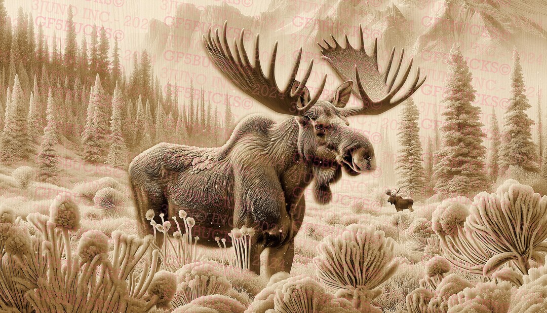 Snow Moose - Laser Burn PNG | 3D Illusion | Engrave | Laser Ready ...