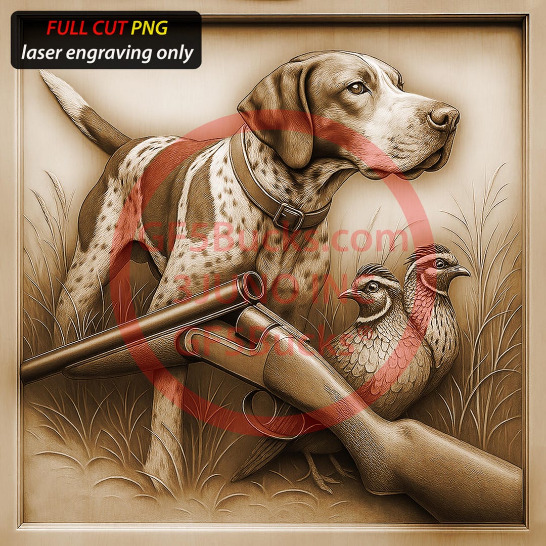3D Illusion Hunting Dog Art for Laser Engraving | Quail | PNG Digital ...