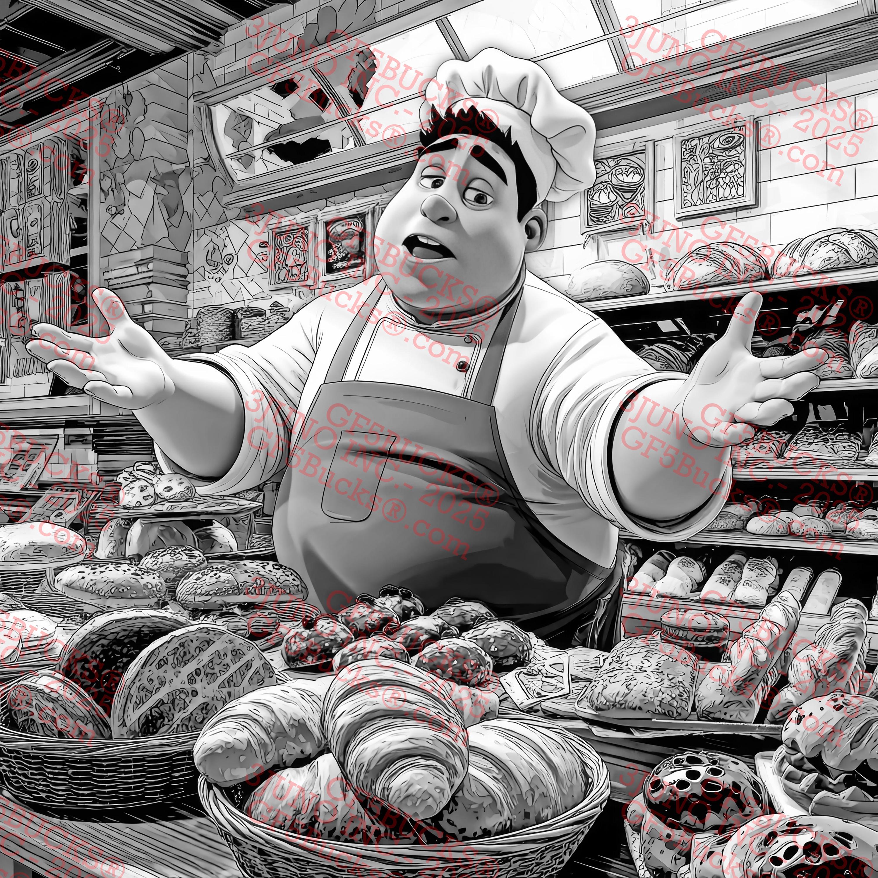 3D Illusion Baker PNG – Animated Chef With Bread and Pastries for Laser ...