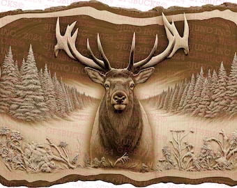 Digital Design File Elk With Trees Glowforge Laser Ready Engrave SVG ...