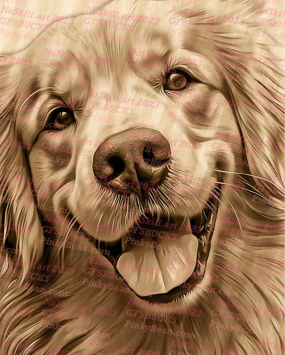 Golden Retriever PNG - Adorable Dog Illustration in 3D Illusion for ...