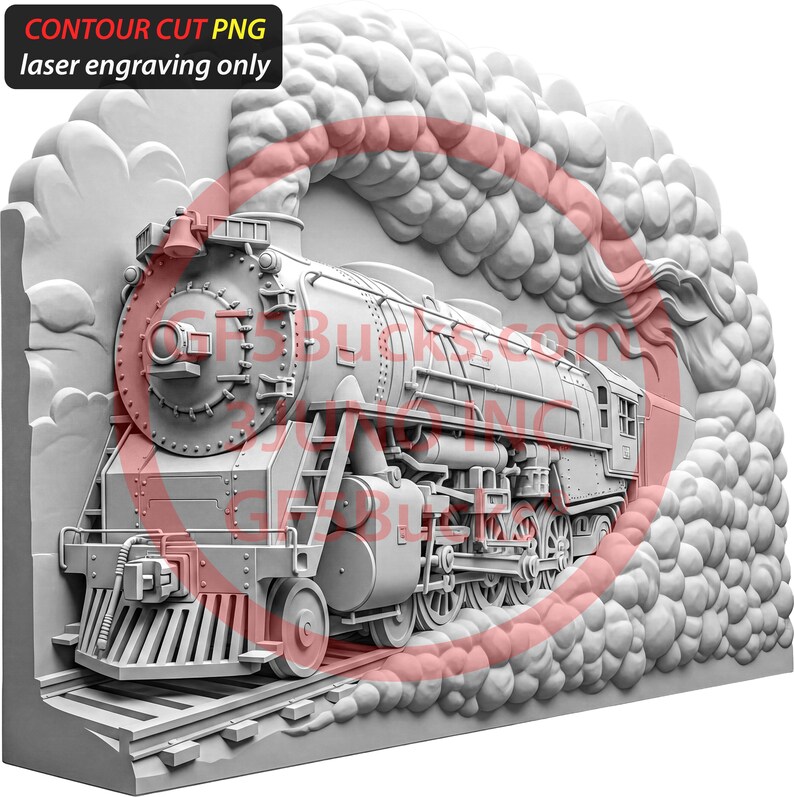 3D Illusion Steam Train Art for Laser Engraving | PNG Digital File | 13 ...