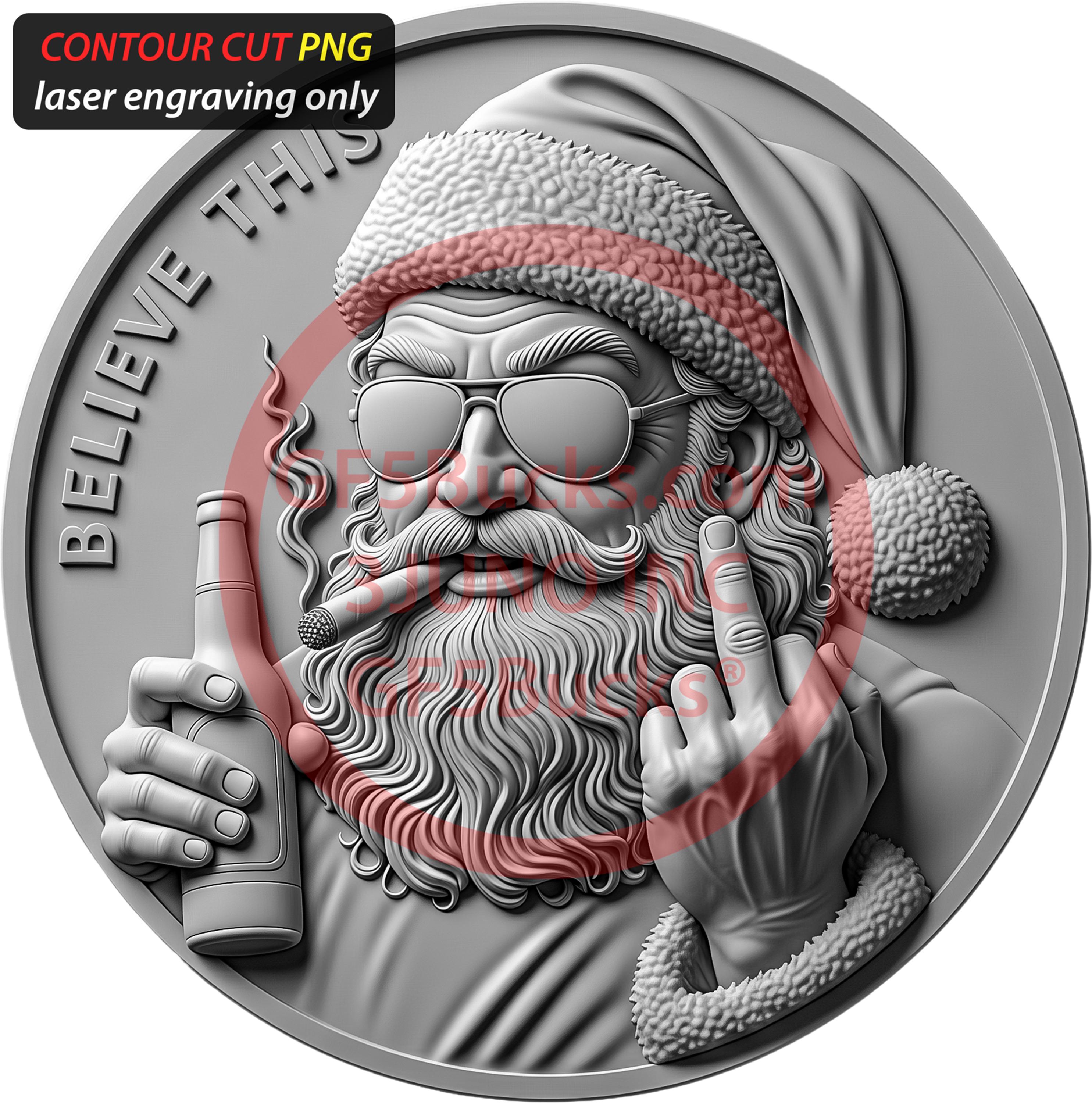3D Illusion Rebel Santa Art for Laser Engraving | PNG Digital File | 13 ...
