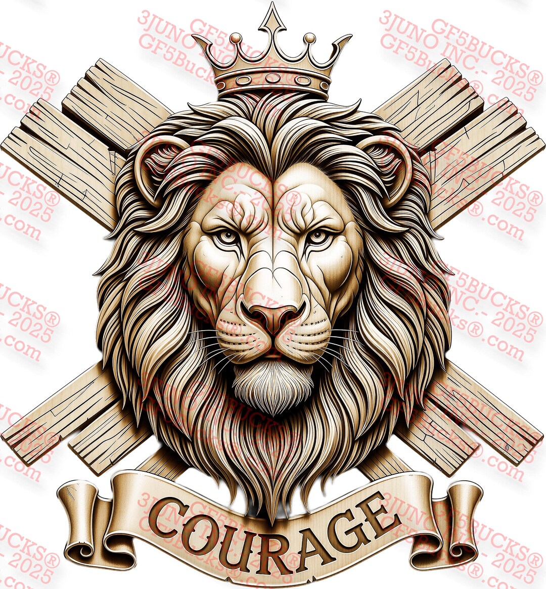 3D Illusion Courage Lion PNG – Crowned Animal Engraving Design ...