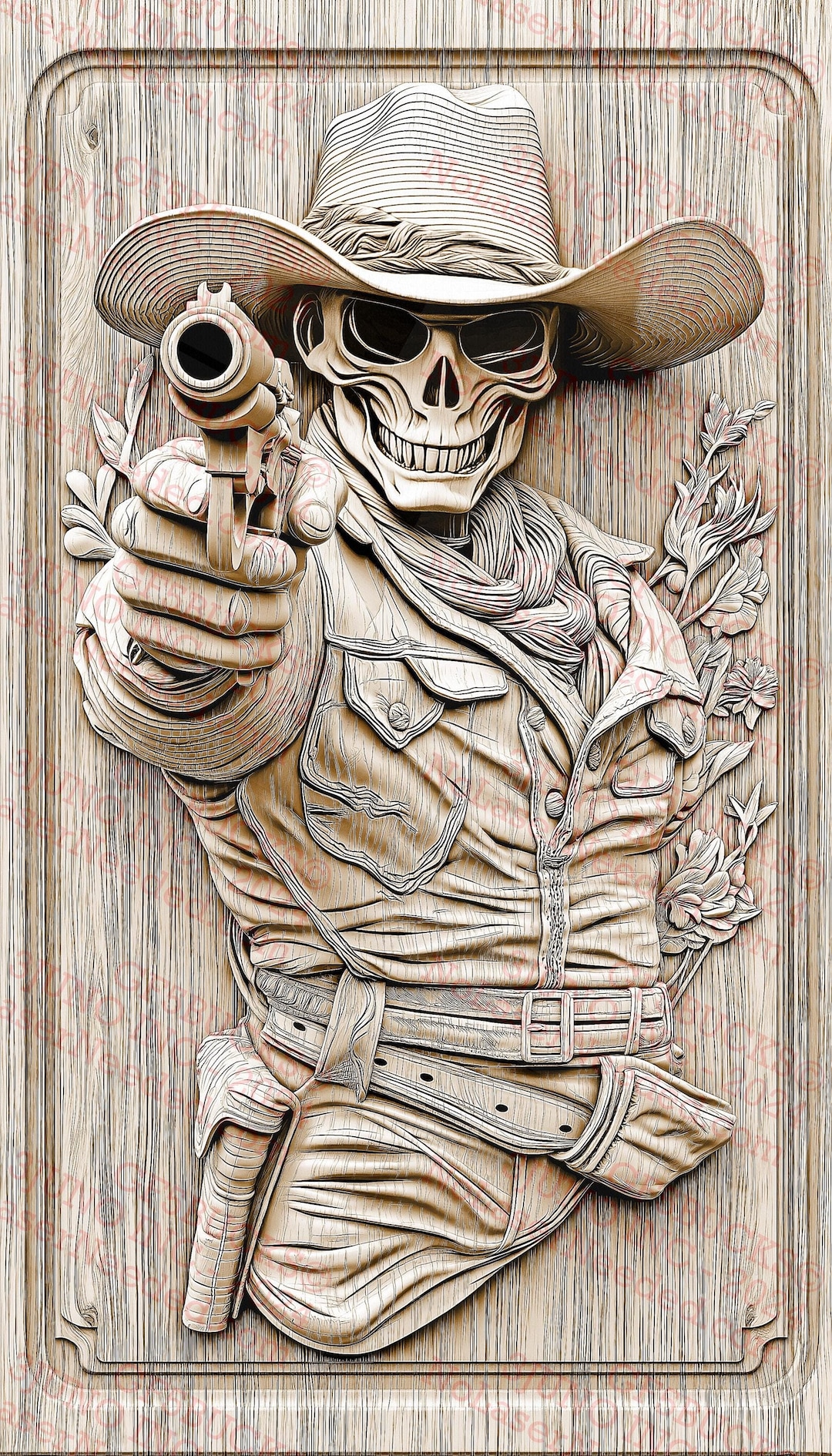 3D Illusion Skeleton Cowboy Art, Western Skull Sculpture, Cowboy Wall ...