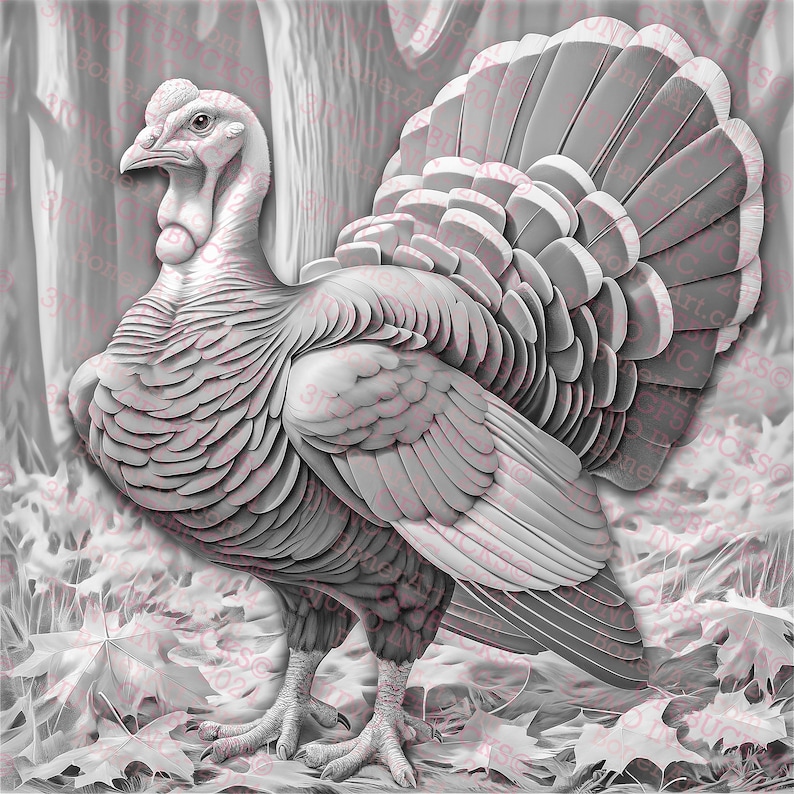 Wild Turkey, Thanksgiving - Laser Burn PNG | 3D Illusion | Engrave ...