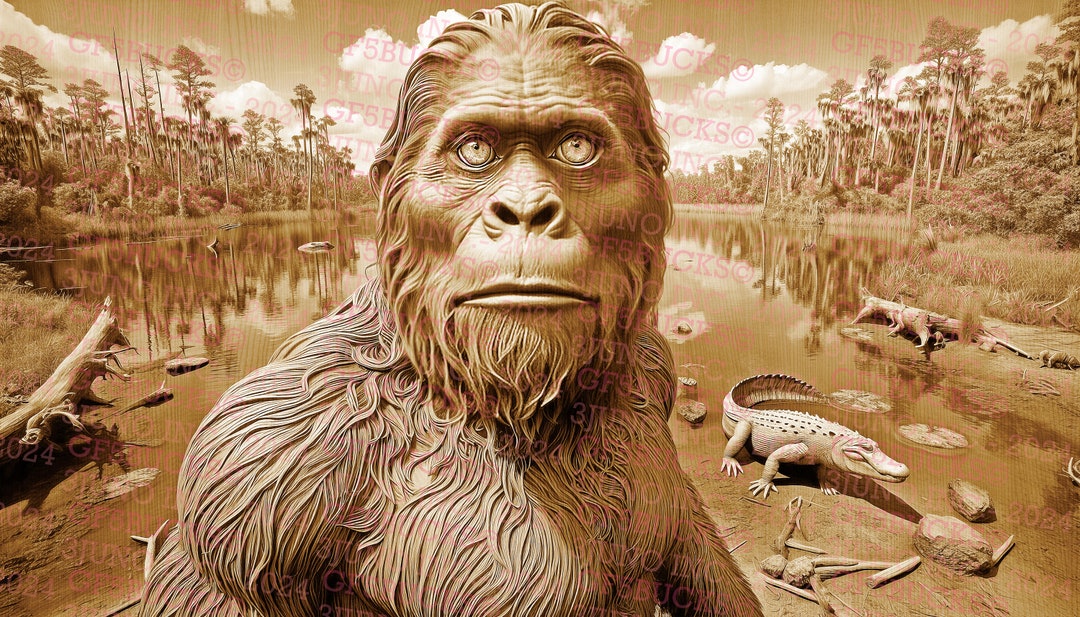 Sasquatch, Swamp Cabbage Man, Bigfoot, Florida - Laser Burn PNG | 3D ...