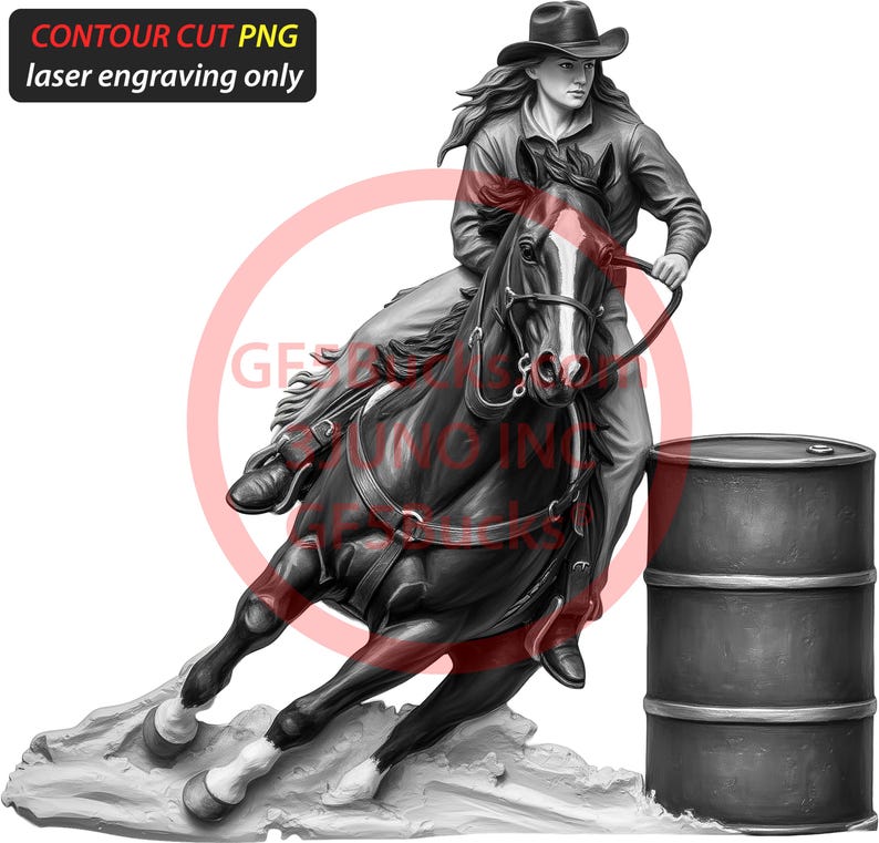 3D Illusion Barrel Racer Art for Laser Engraving | PNG Digital File ...