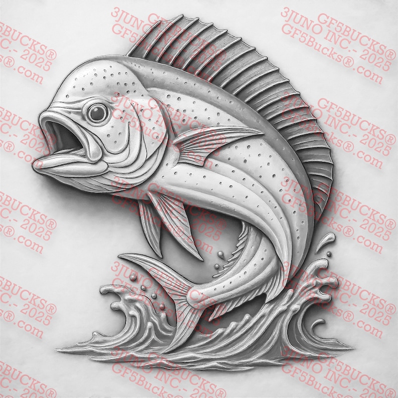3D Illusion Mahi-mahi PNG – Jumping Dorado Saltwater Laser Engraving ...