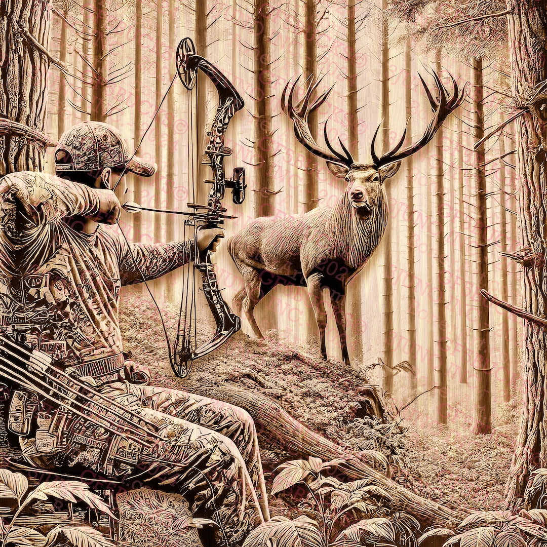 Bow Hunter - Laser Burn PNG | 3D Illusion | Engrave | Laser Ready ...
