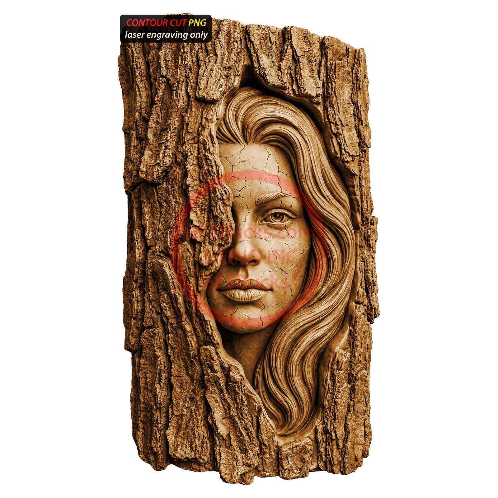 3D Illusion Laser Engraving PNG Art for Surreal Tree Spirit Face 7.8x14 ...
