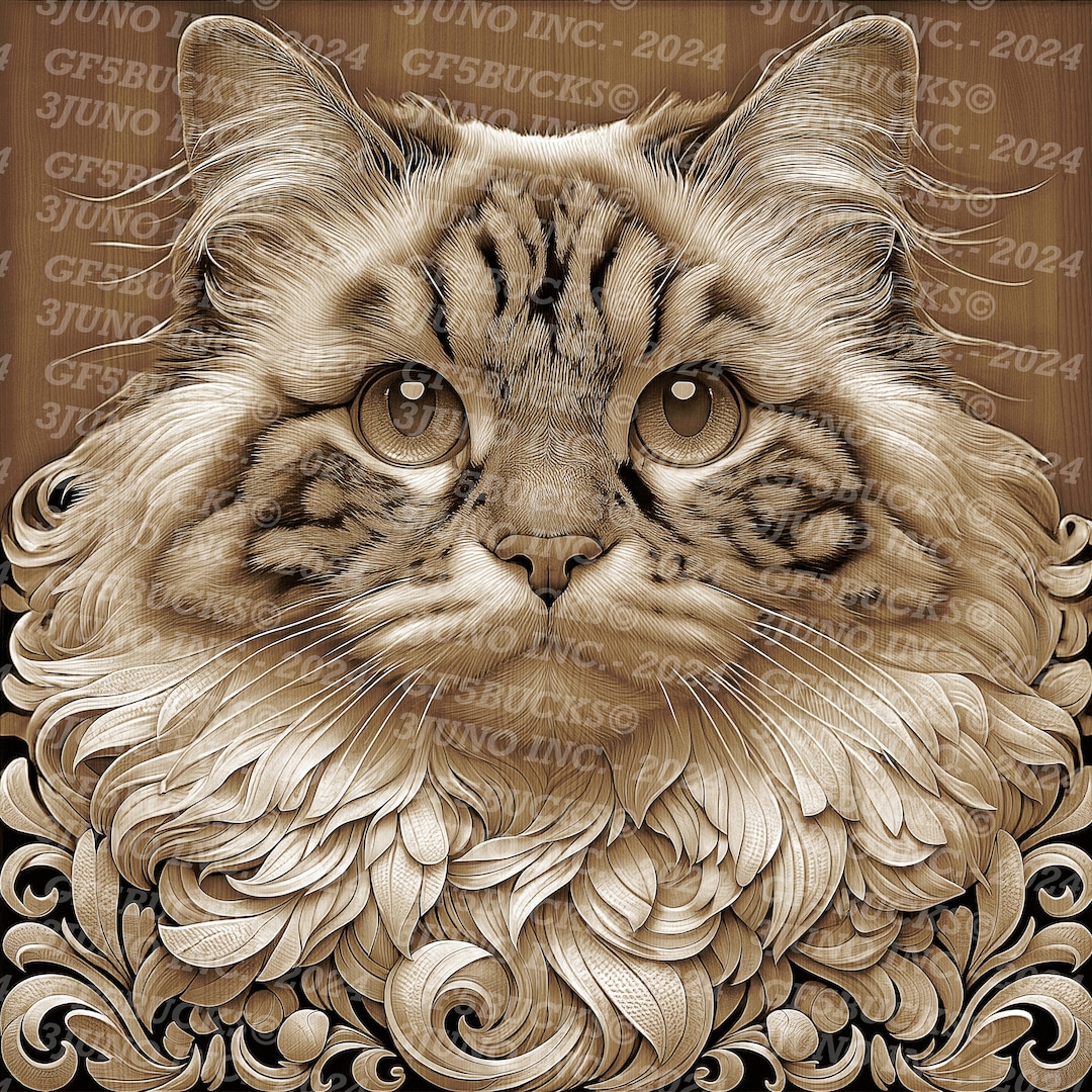 3D Illusion Laser Burn PNG Digital File for Engraving Laser Ready Instant Download Cat Feline ...