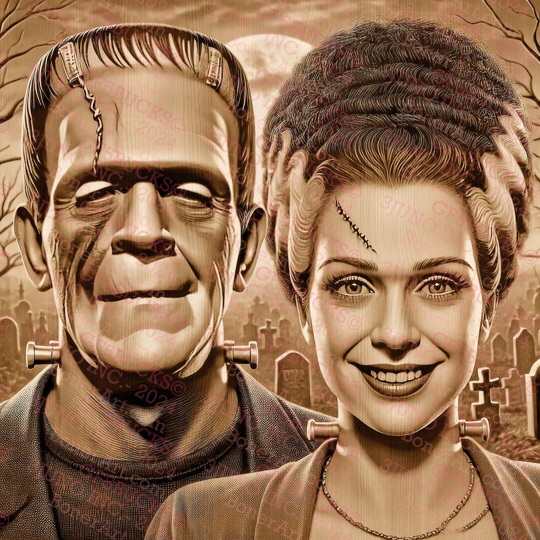 Monster and Monster's Bride, Halloween, Spooky | Laser Burn PNG | 3D ...
