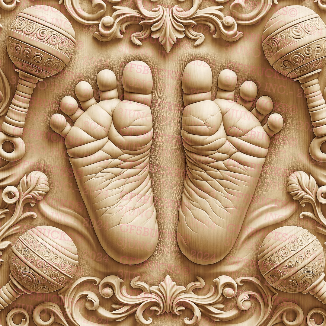 3D Illusion Baby Footprints - Instant Download PNG File for Laser ...