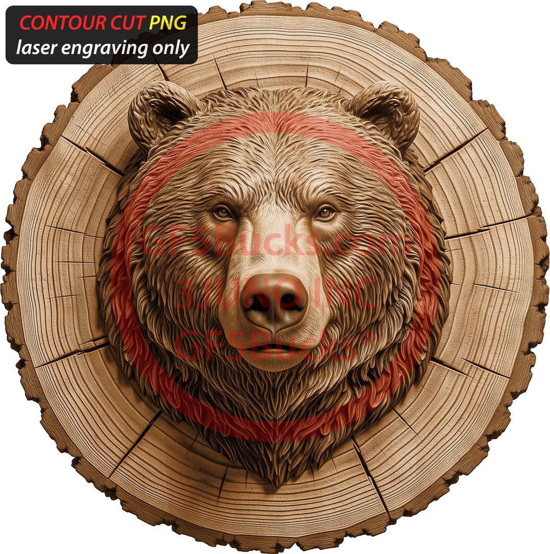 3D Illusion Laser-ready PNG | Bear Head | Ultra-realistic Engraving ...
